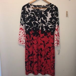 Covington | Dresses | Covington Medium Leaf Print Shift Dress W Stretch ...